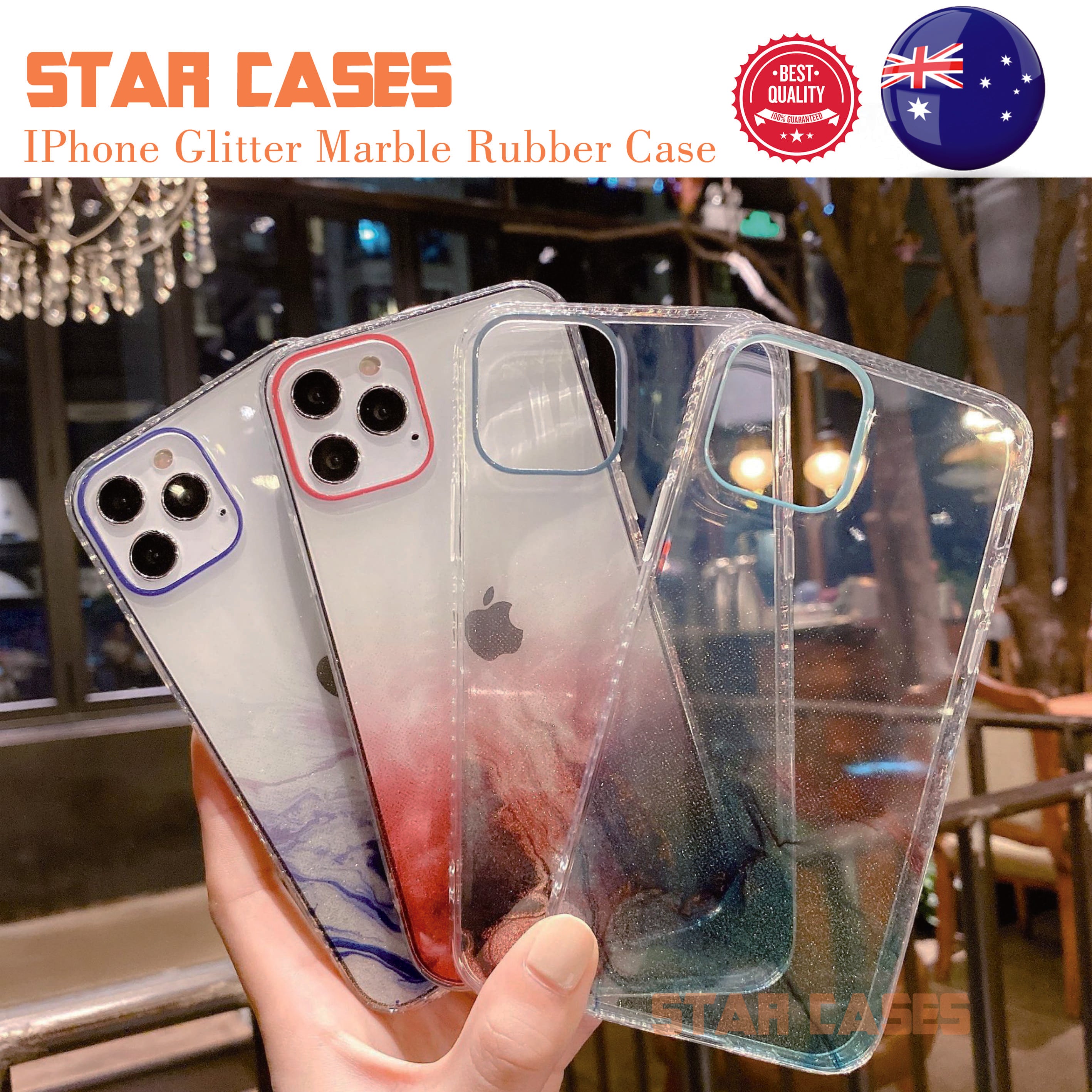 iPhone XR Clear Marble Glitter Case – Star Cases