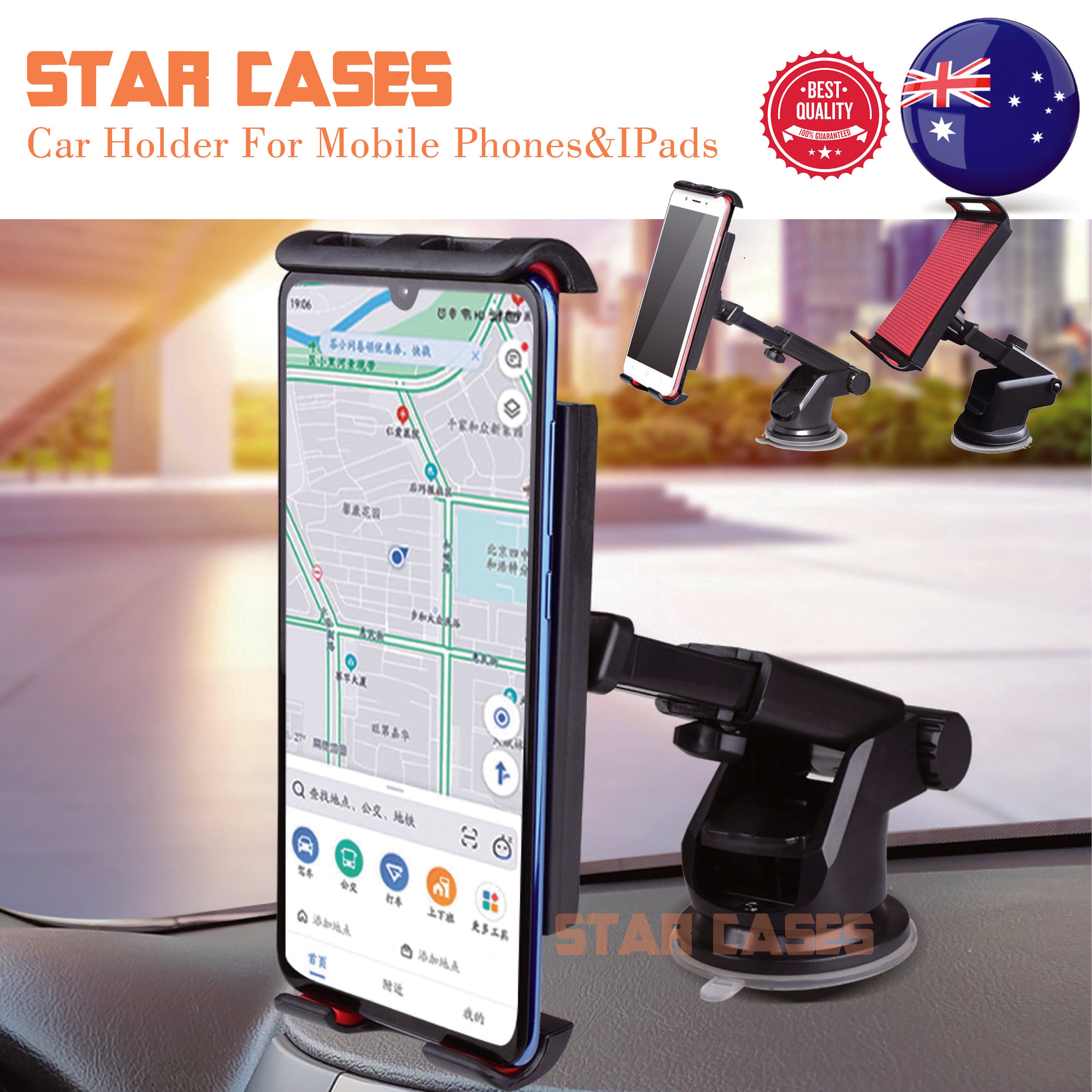 Universal fit Tablet Long Car Holder Mount Dashboard WindShield Stand ...